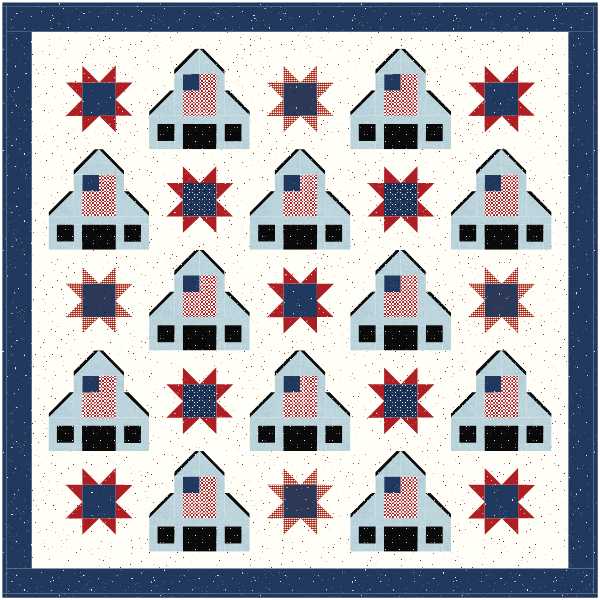 American Heartland Quilt Kit – Patriotic Barn & Star Quilt – 70 x 70 ...