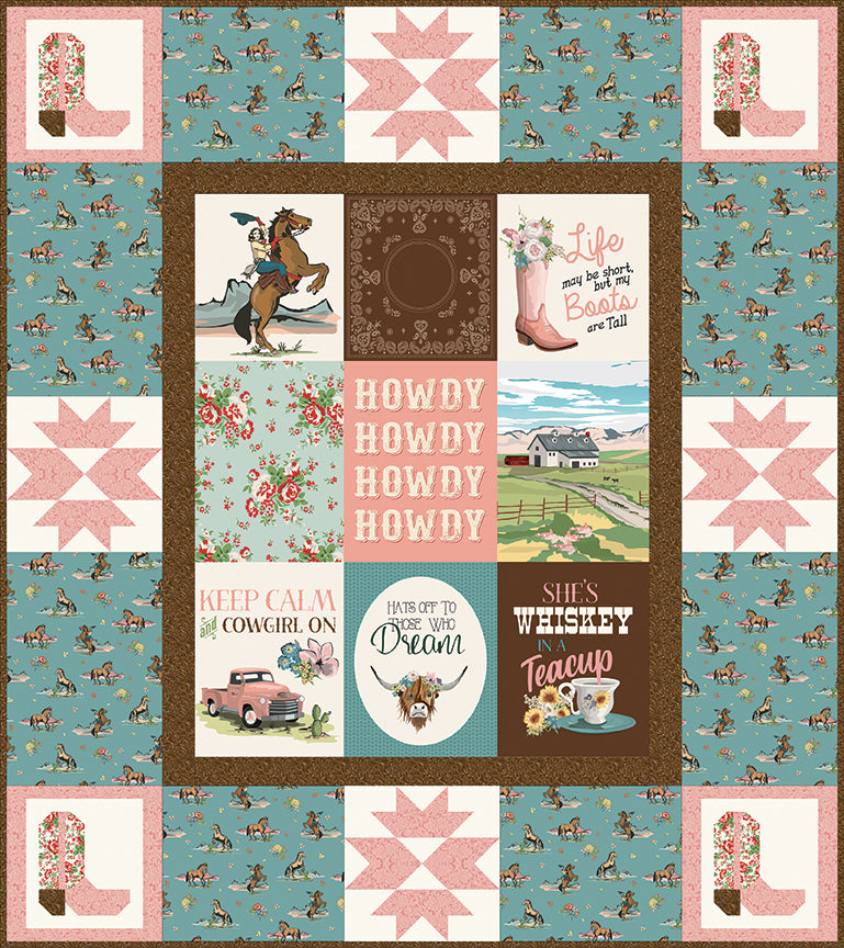 Cowgirl On Quilt Kit – Cowgirl Fabric Collection | Echo Park for Riley ...