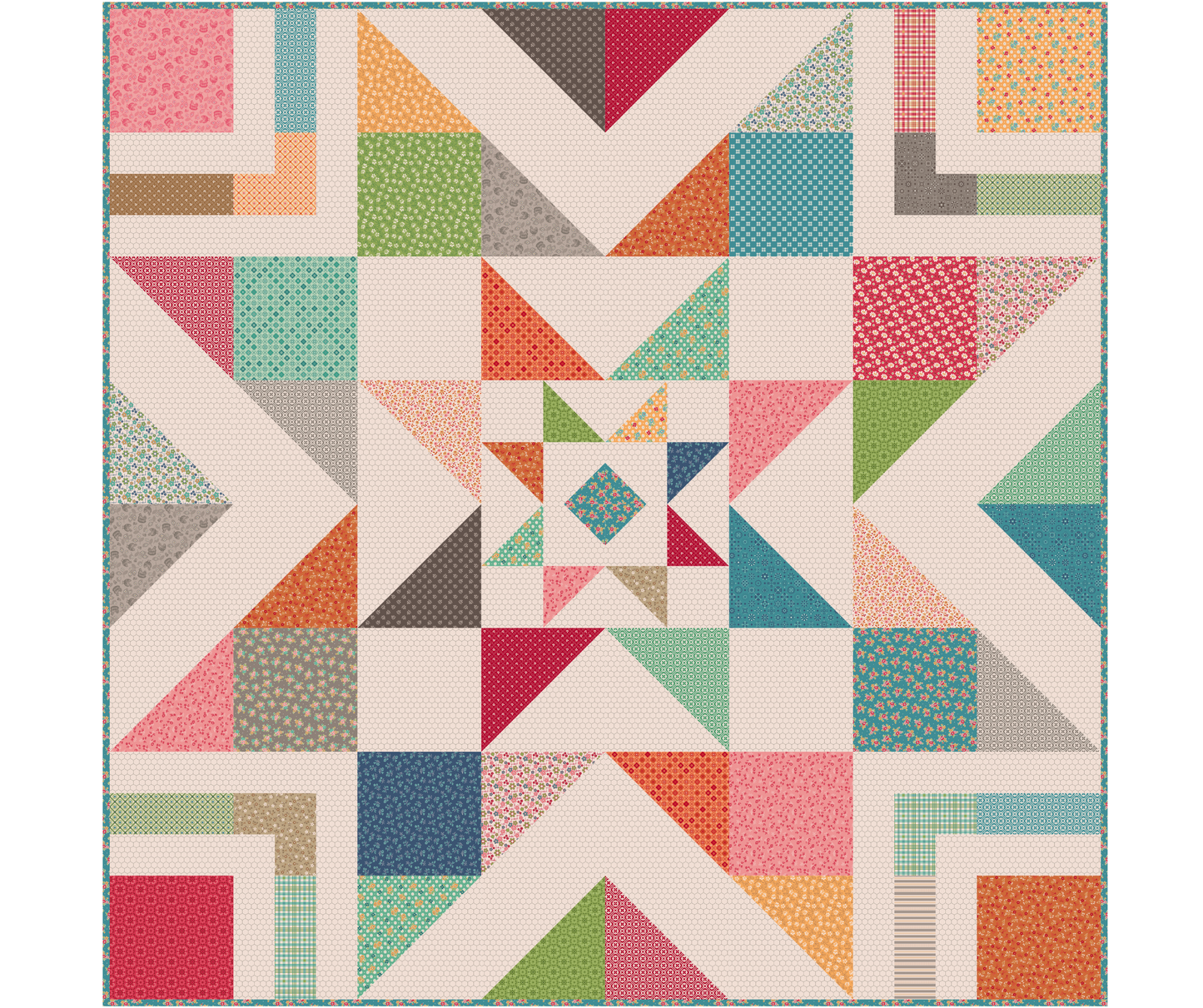 Triple Barn Star Quilt Kit – Farmer’s Daughter by Lori Holt – 72 x 72 ...